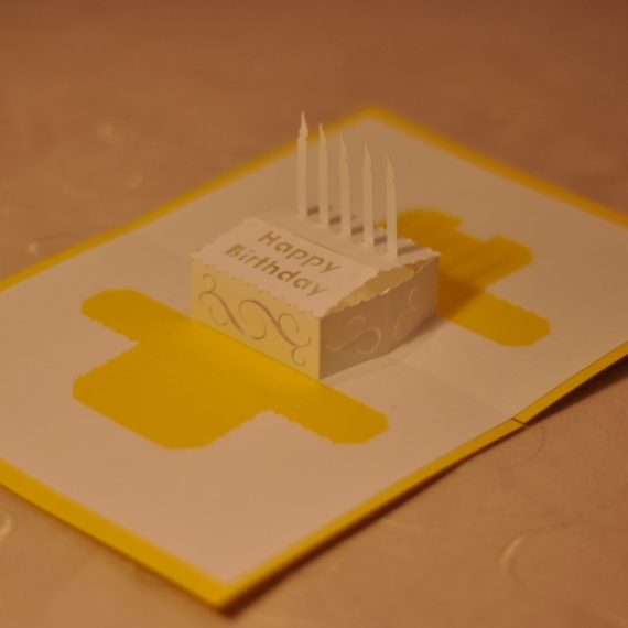 Square Birthday Cake Pop Up Card Template - Creative Pop Up Cards