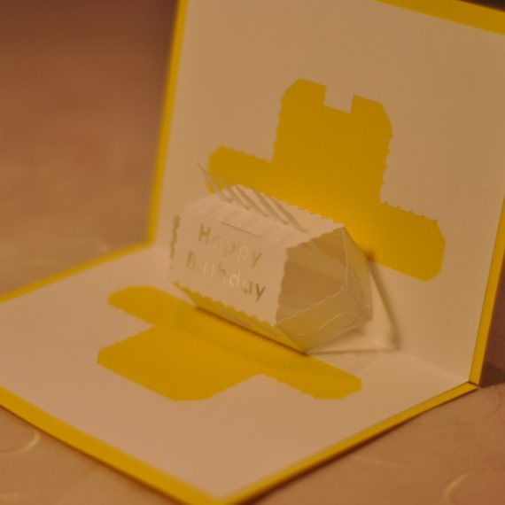 Square Birthday Cake Pop Up Card Template - Creative Pop Up Cards