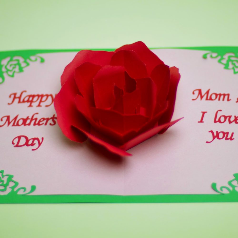 Rose Flower Pop Up Card Template - Creative Pop Up Cards